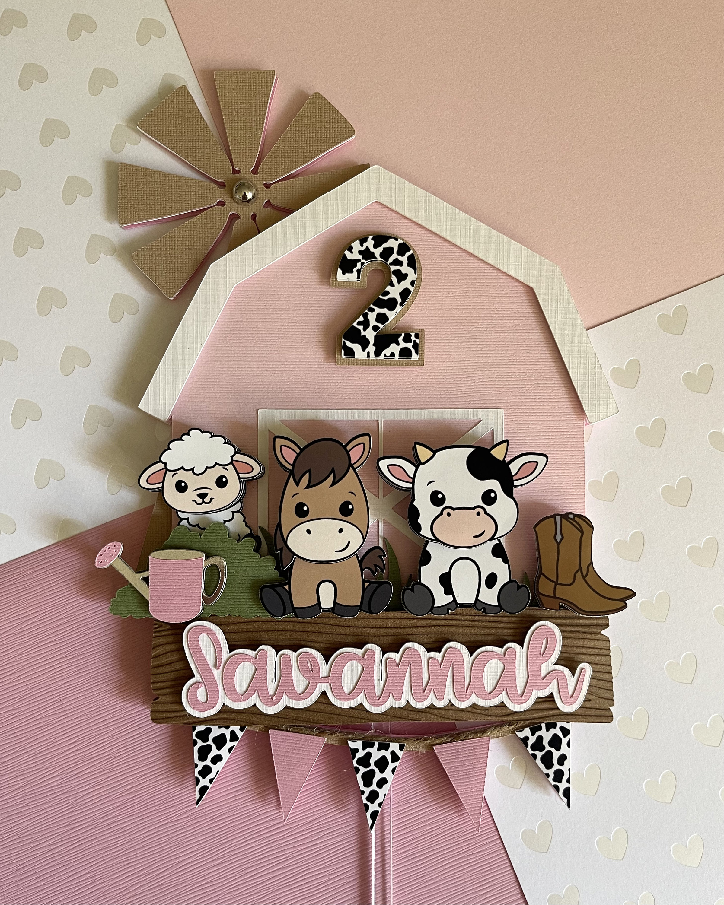 Farm Theme Cake Topper | Pink Farm Theme - Etsy