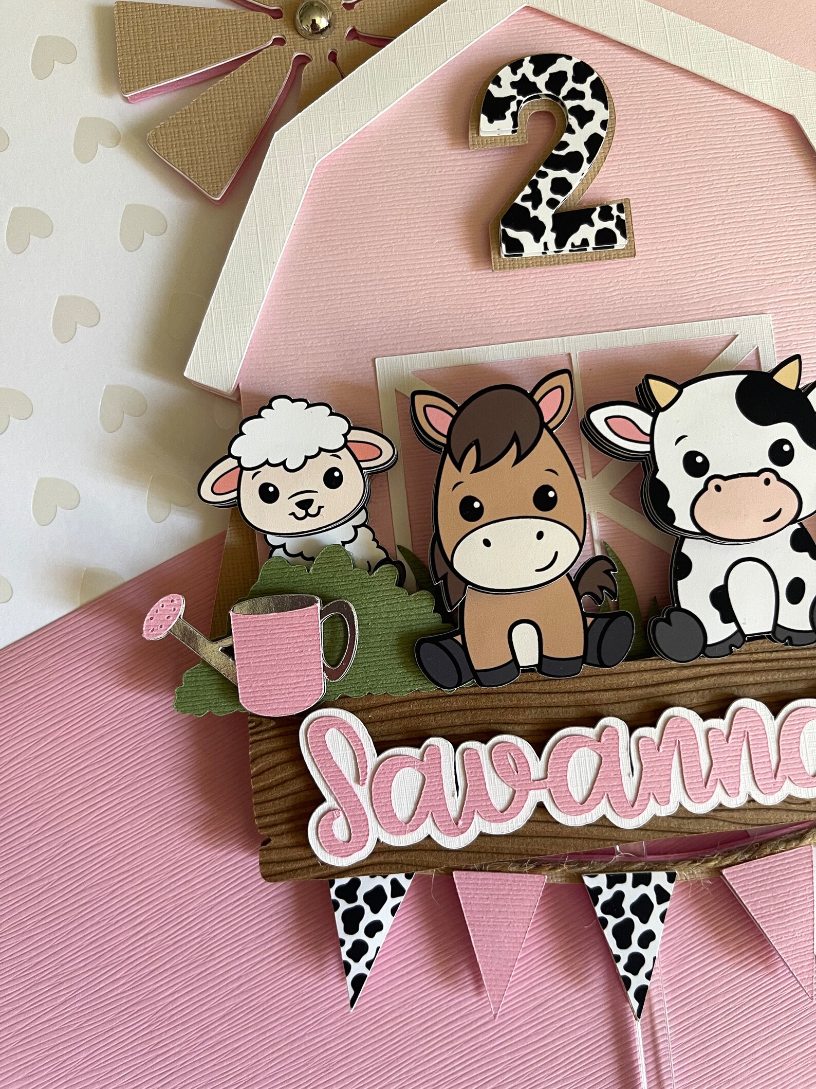 Farm Theme Cake Topper | Pink Farm Theme - Etsy
