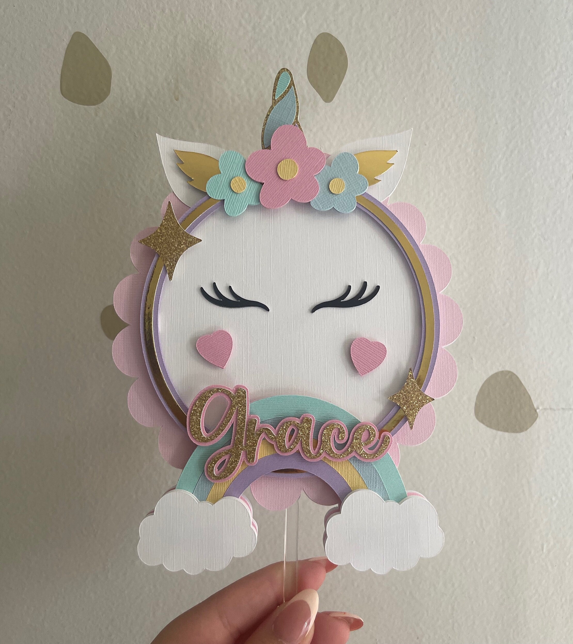 Unicorn Cake Topper Pastel Cake Topper - Etsy
