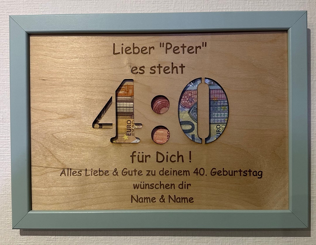 Geldgeschenk personalisiert zum Geburtstag, Bilderrahmen, Geschenkidee ...