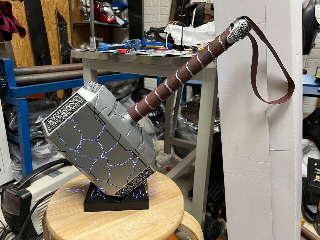Thor Hammer LED Version With Stand Metal Cosplay Weapon Prop - Etsy