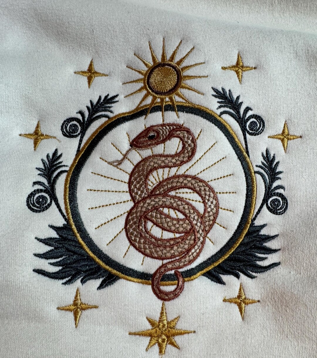 Embroidered Sun & Snake Zip-up Hoodie - Etsy