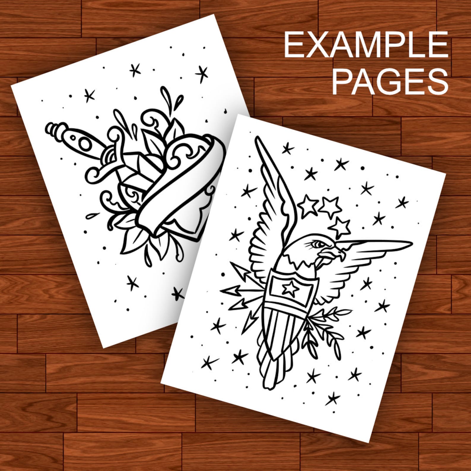 TATTOO Coloring Pages | Printable 8.5x11&quot; | Hand Designed by a Real ...