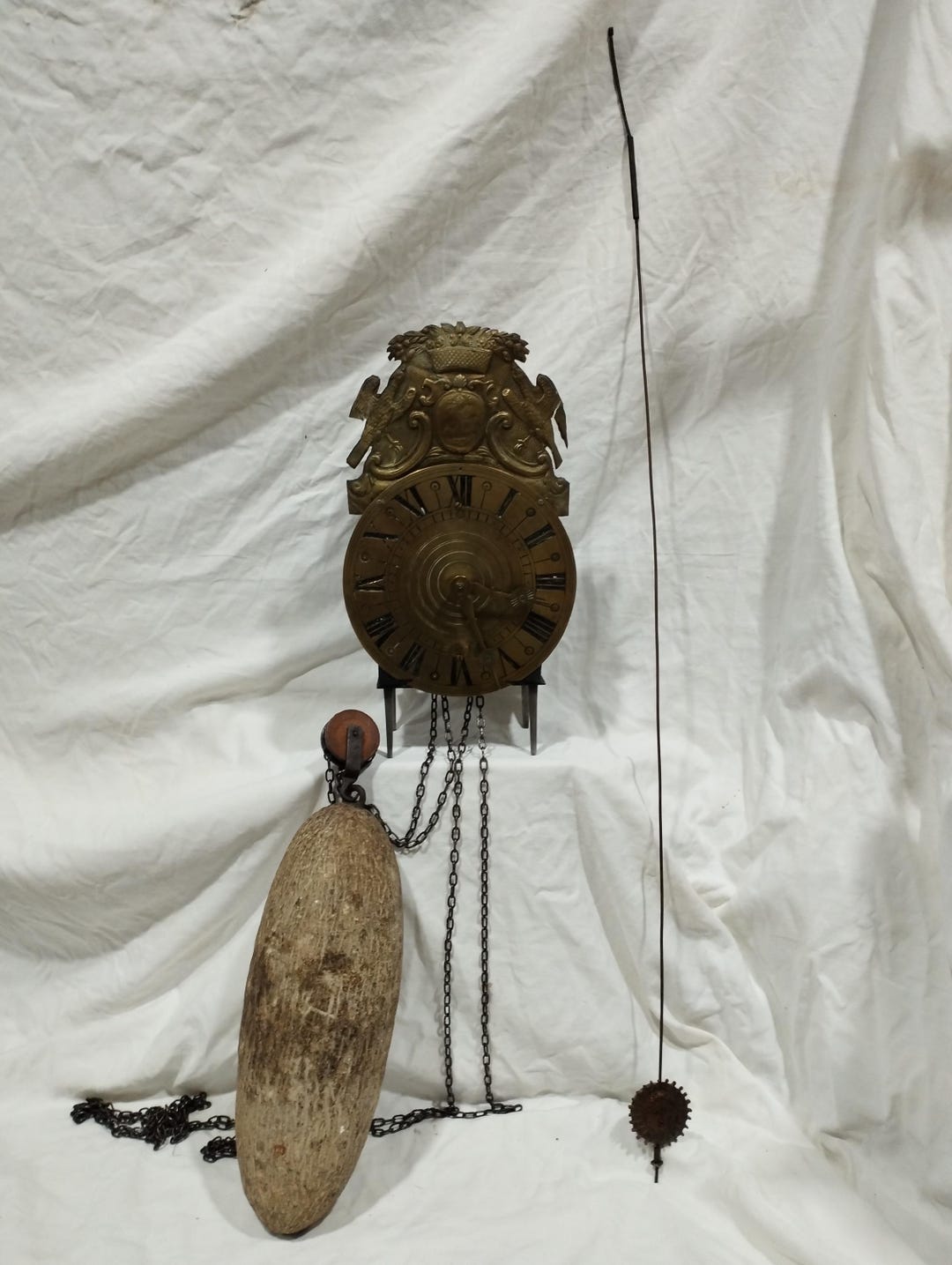 Old Brass Lantern Clock 2-tone Bell Chime 2 Hammers With Chains and ...