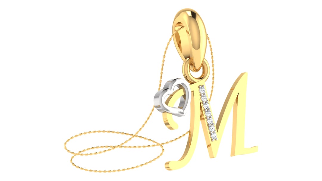 Pendant Initial Letter M Alphabet Pendant, Yellow Gold , Rose Gold ...