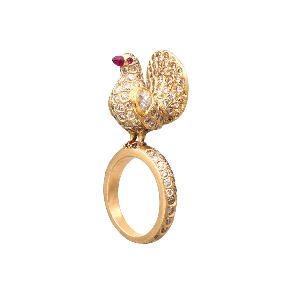 Pigeon Ring in 18k Gold Ring Diamond Pigeon Ring Gold Bird - Etsy