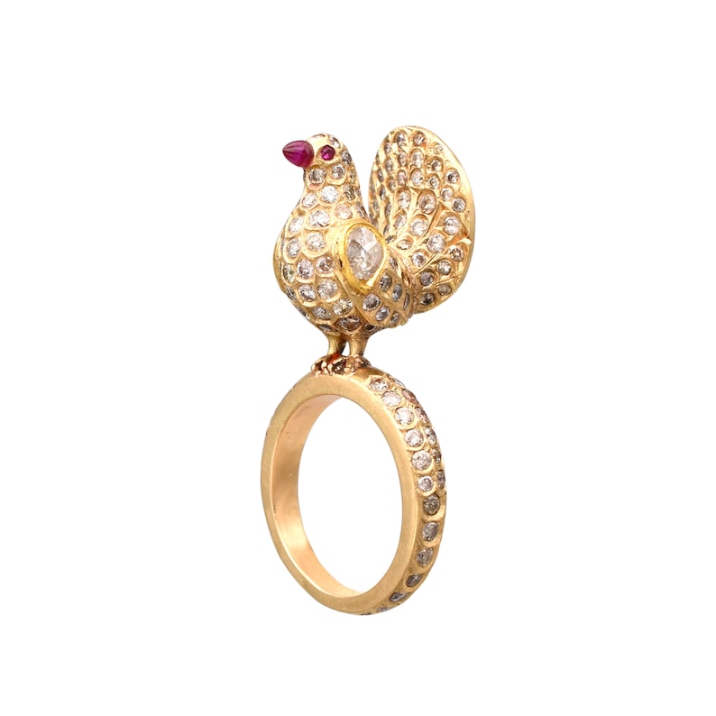 Pigeon Ring in 18k Gold Ring Diamond Pigeon Ring Gold Bird - Etsy