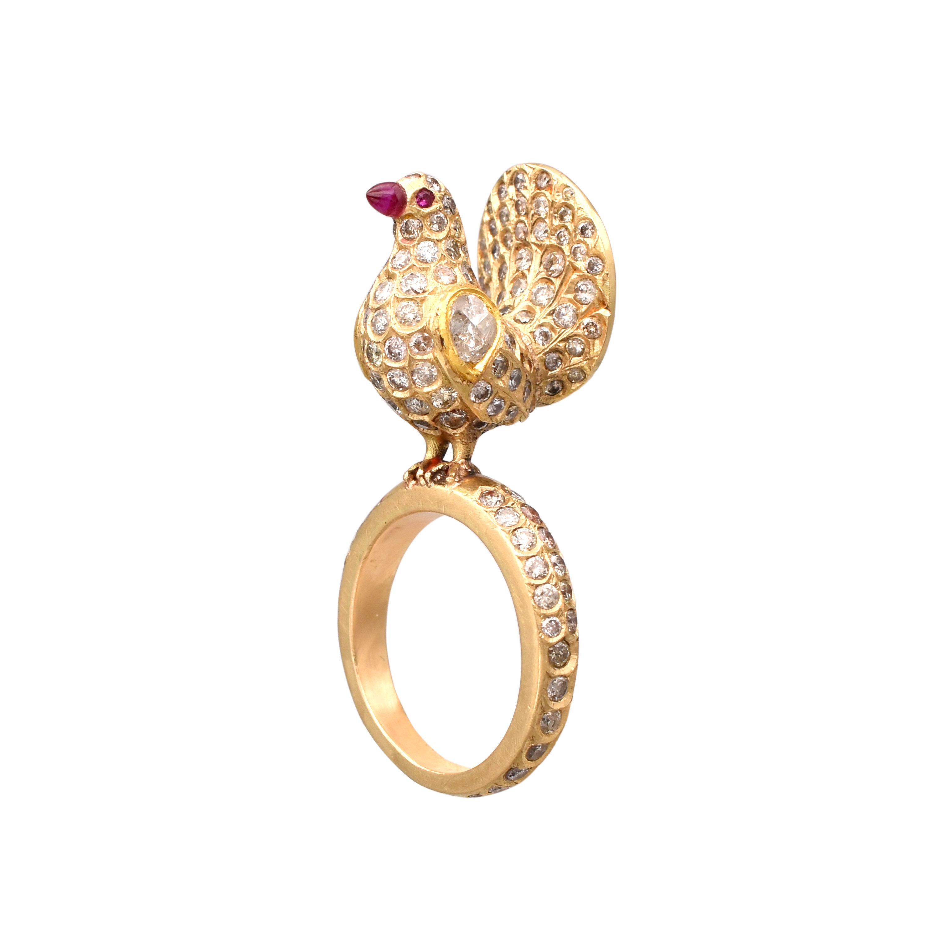 Pigeon Ring in 18k Gold Ring Diamond Pigeon Ring Gold Bird - Etsy