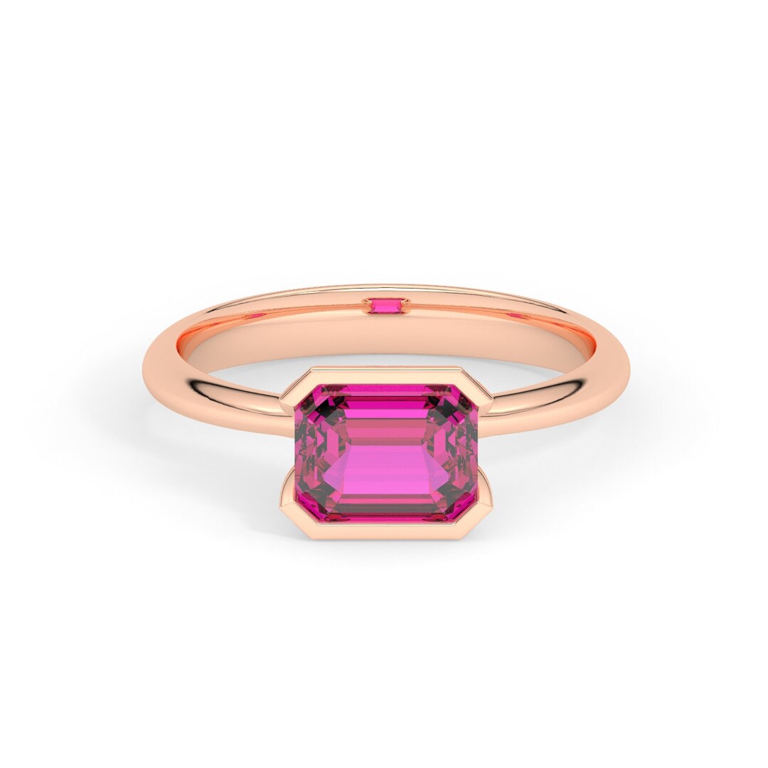 Octagon Shape Natural Ruby Ring in 18k Solid Gold Ring for Women and ...