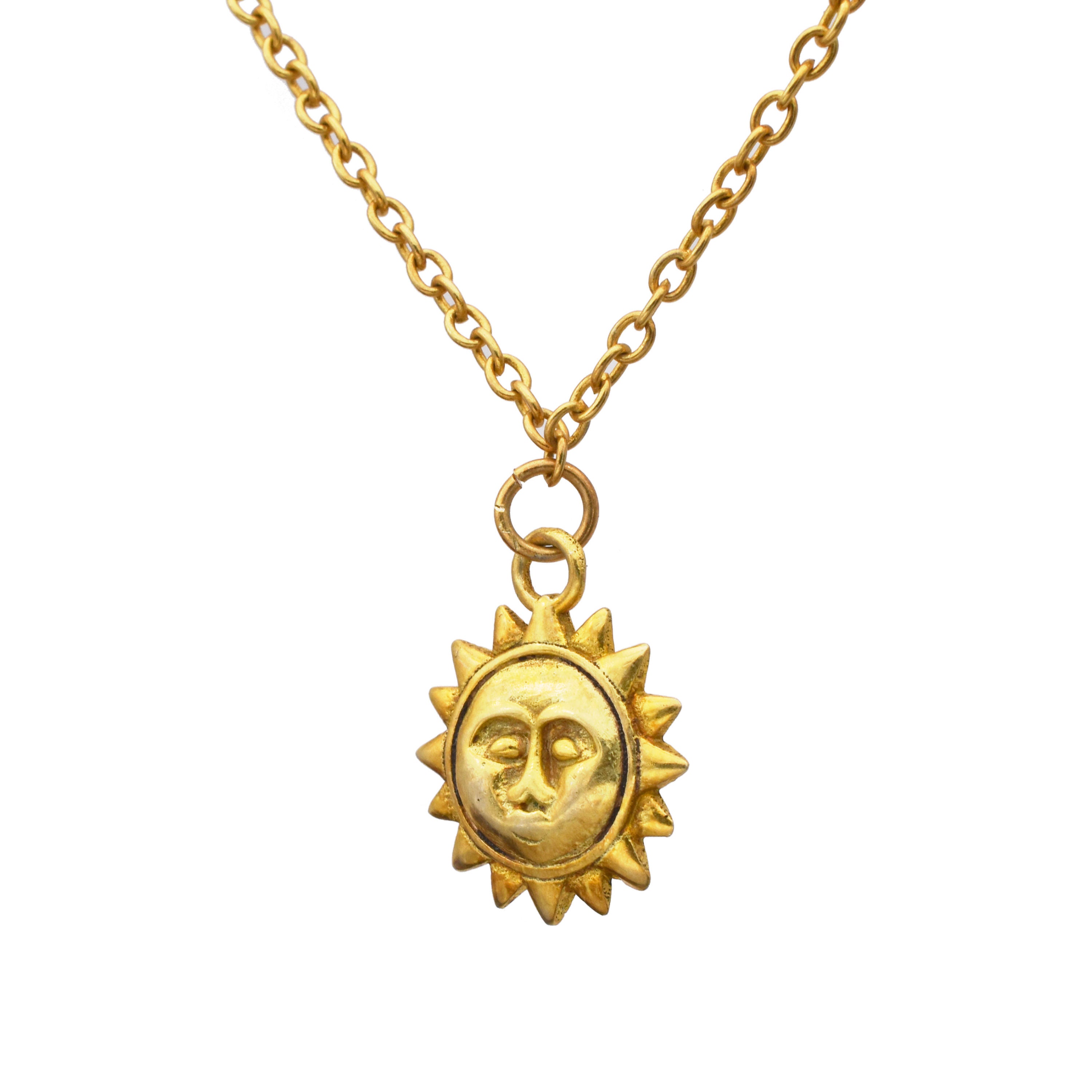 Sun Pendant in 18k Solid Gold Sun Celestial Charm Pendant - Etsy