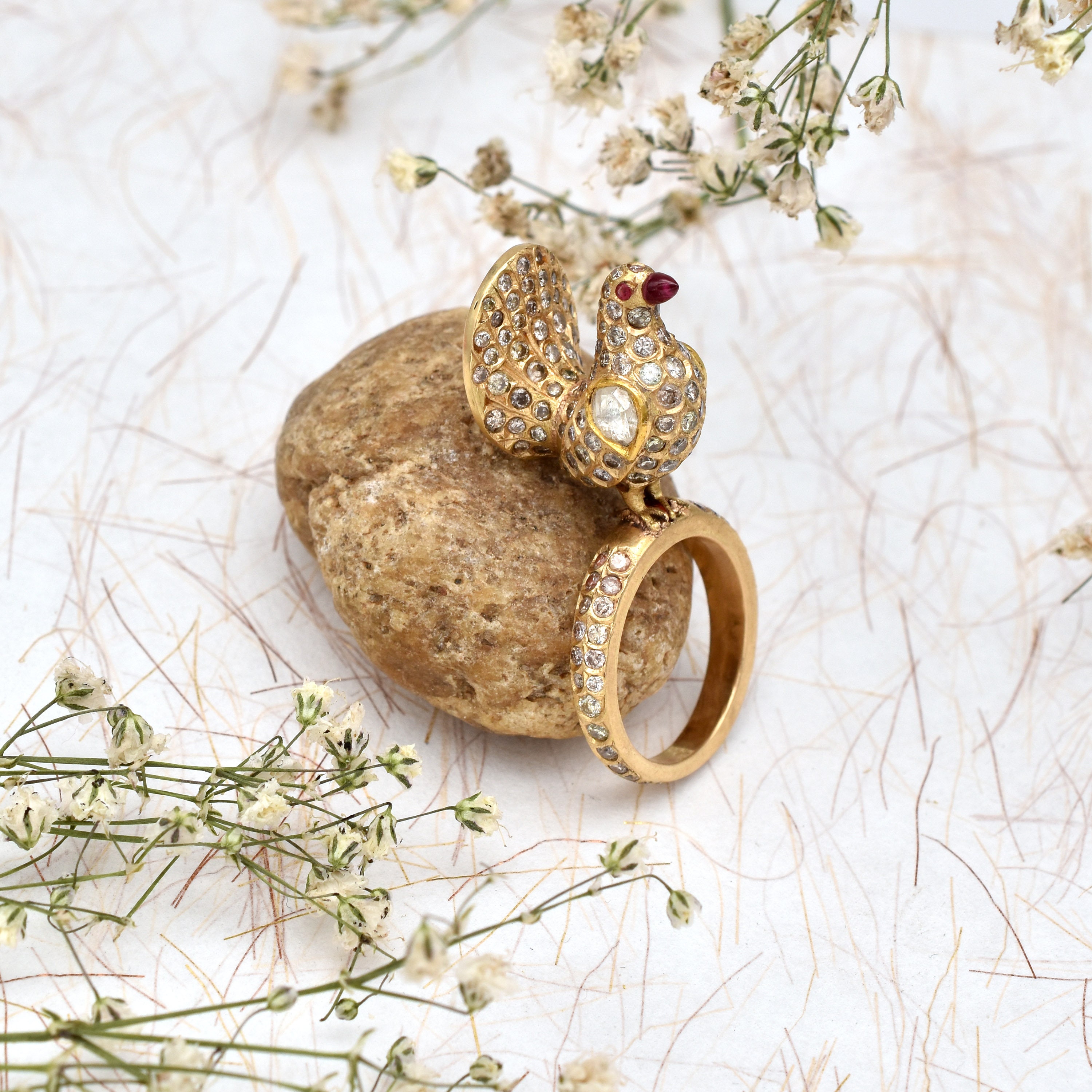 Pigeon Ring in 18k Gold Ring Diamond Pigeon Ring Gold Bird - Etsy