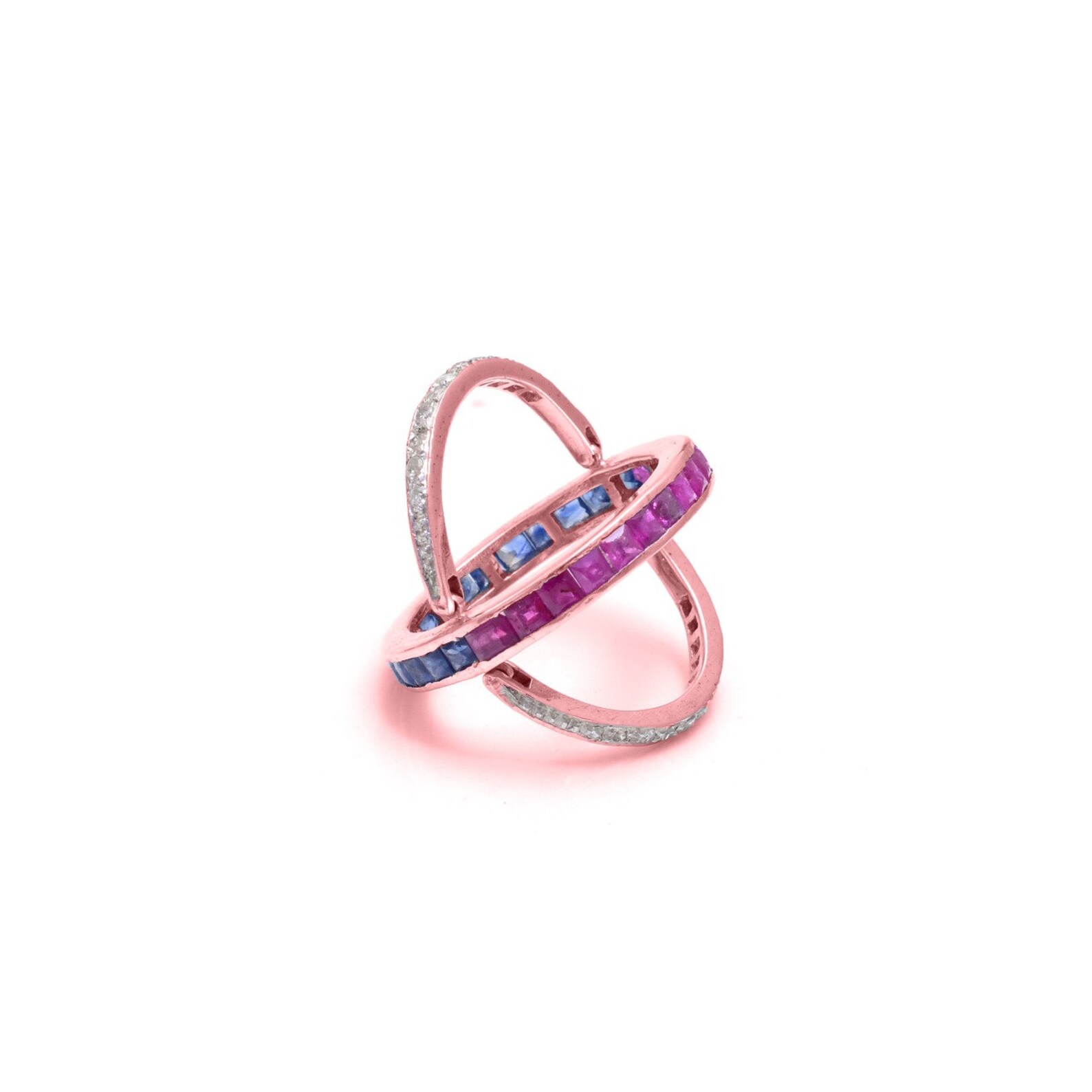 Natural Blue Sapphire Ruby Ring Full Eternity Changeable - Etsy