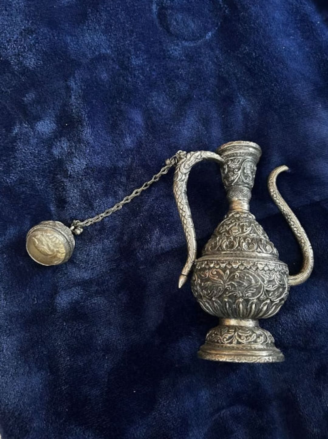 Vintage Surahi Vase Silver Jug Unique Engraved Mughal Indian Decorative ...