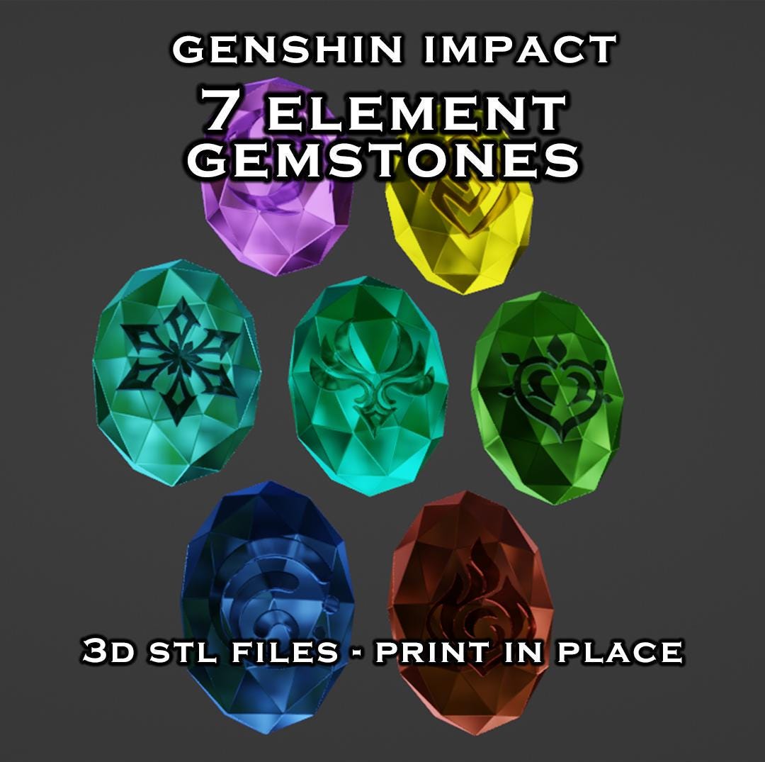 Genshin Impact Gemstones 7 Element Print Ready - Etsy