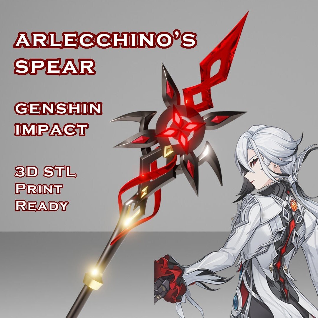 Arlecchino's Spear Genshin Impact 3D Print Ready STL Files Crimson Moon ...