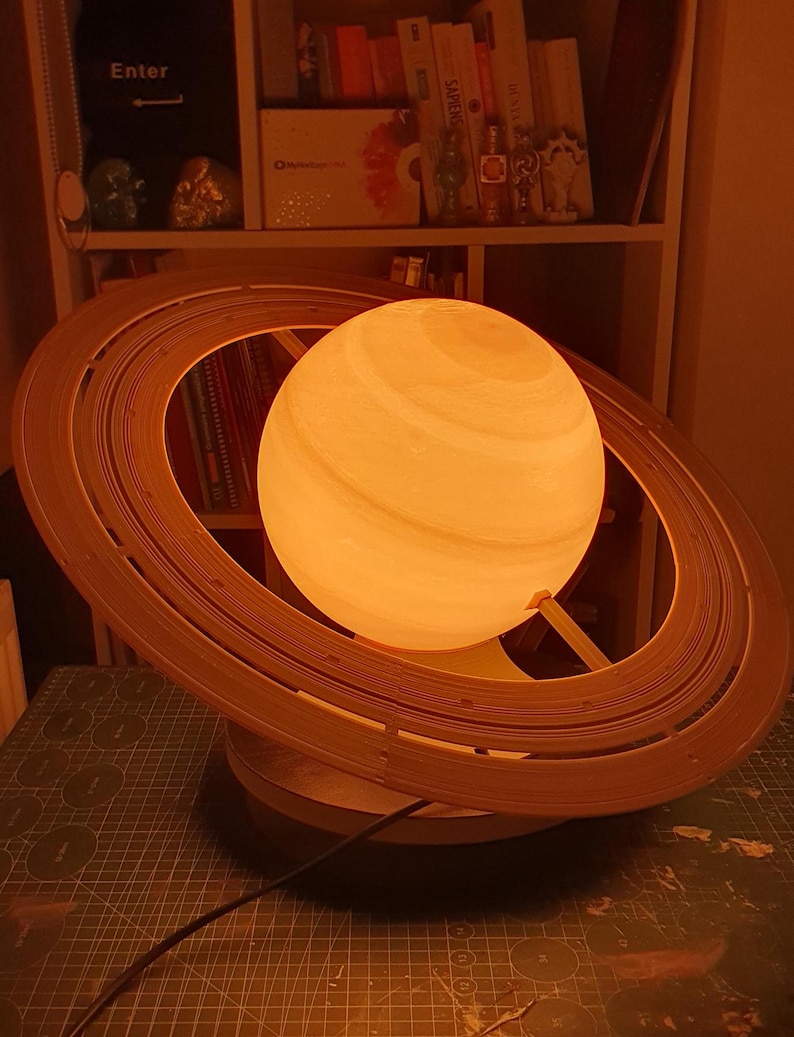 Saturn Lamp -- NASA Realistic Saturn Surface -- Table Decor Night Light ...