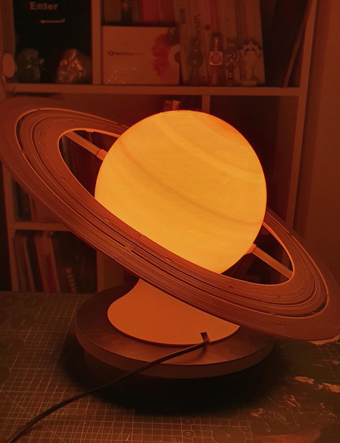 Saturn Lamp -- NASA Realistic Saturn Surface -- Table Decor Night Light ...