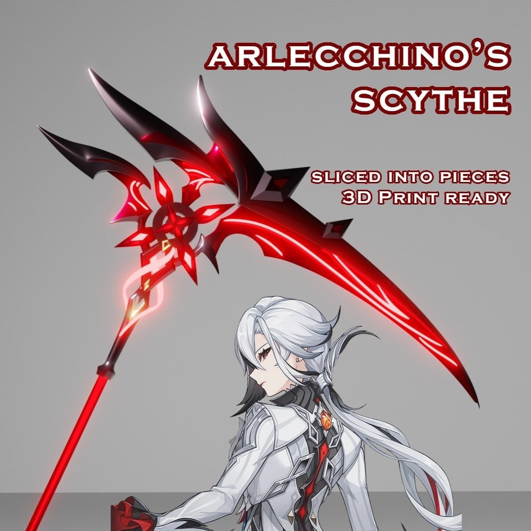 Arlecchino's Scythe Genshin Impact 3D Print STL Sliced Into Pieces - Etsy