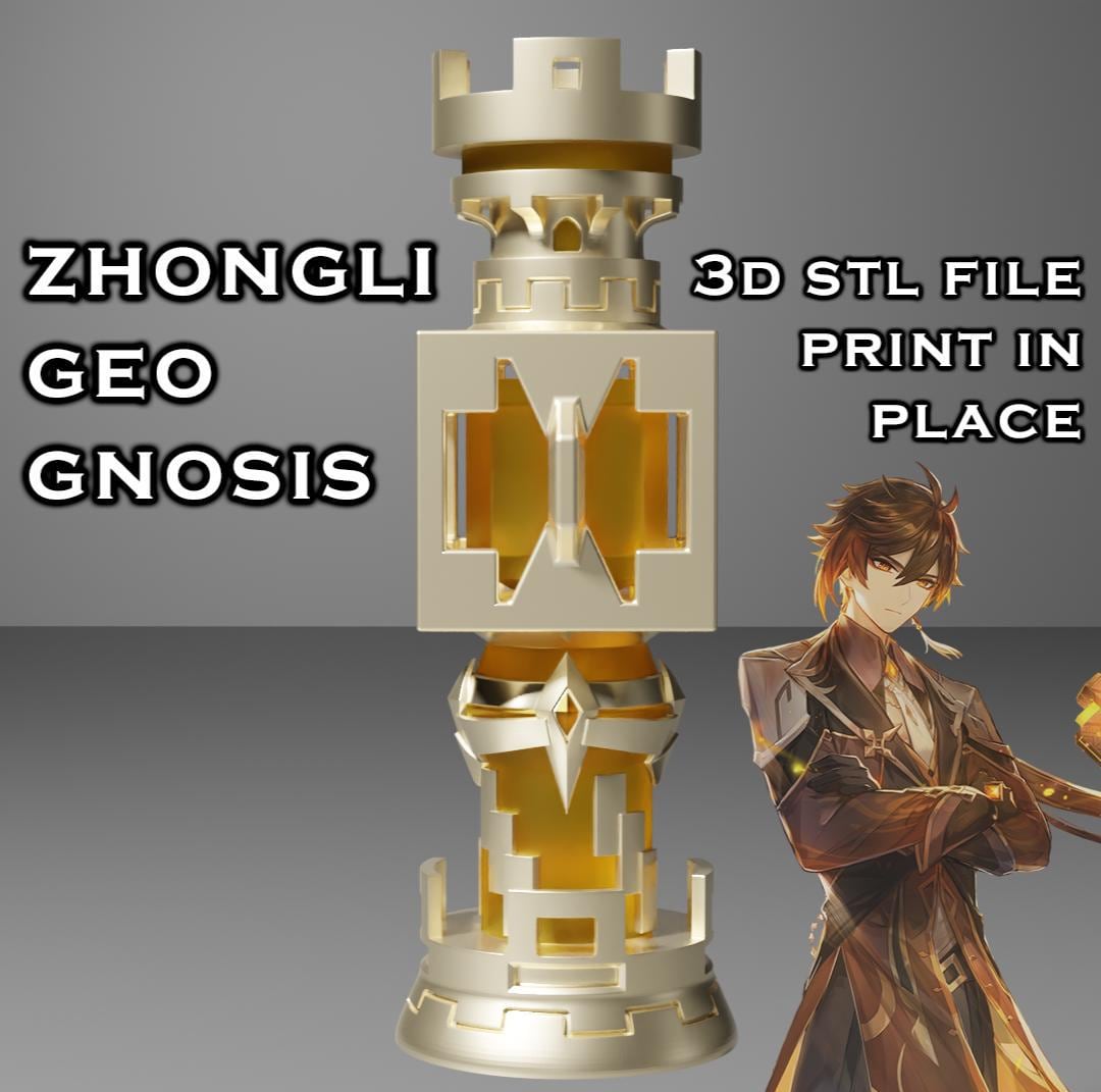 Gnosis of Zhongli Genshin Impact Geo Gnosis 3D Print Ready Chess Piece ...