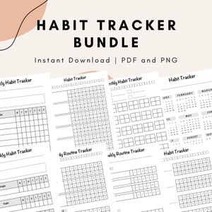 Habit Tracker Bundle Printable | Weekly, Monthly and Yearly ...