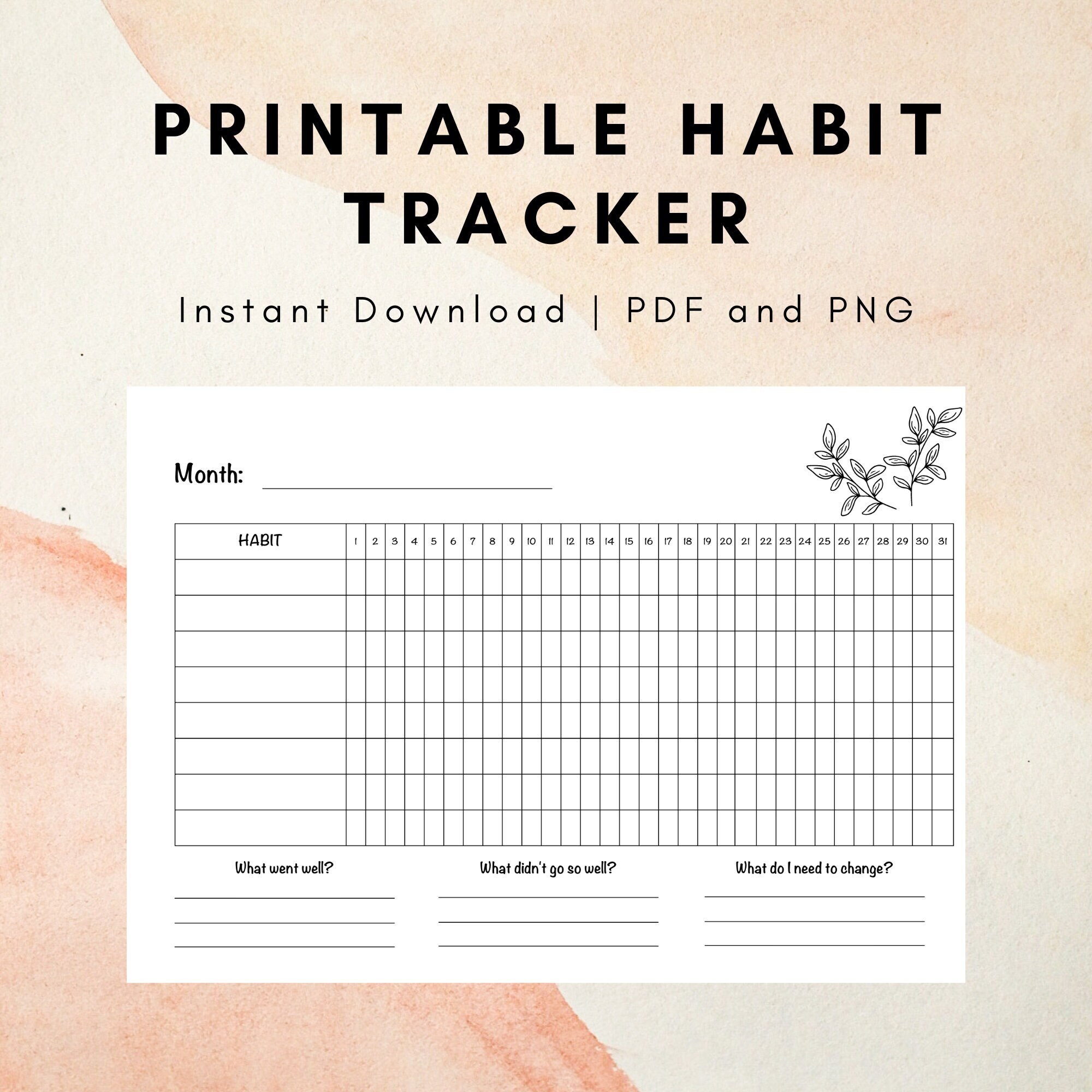 Monthly Habit Tracker | Printable Habit Planner | Instant Download ...