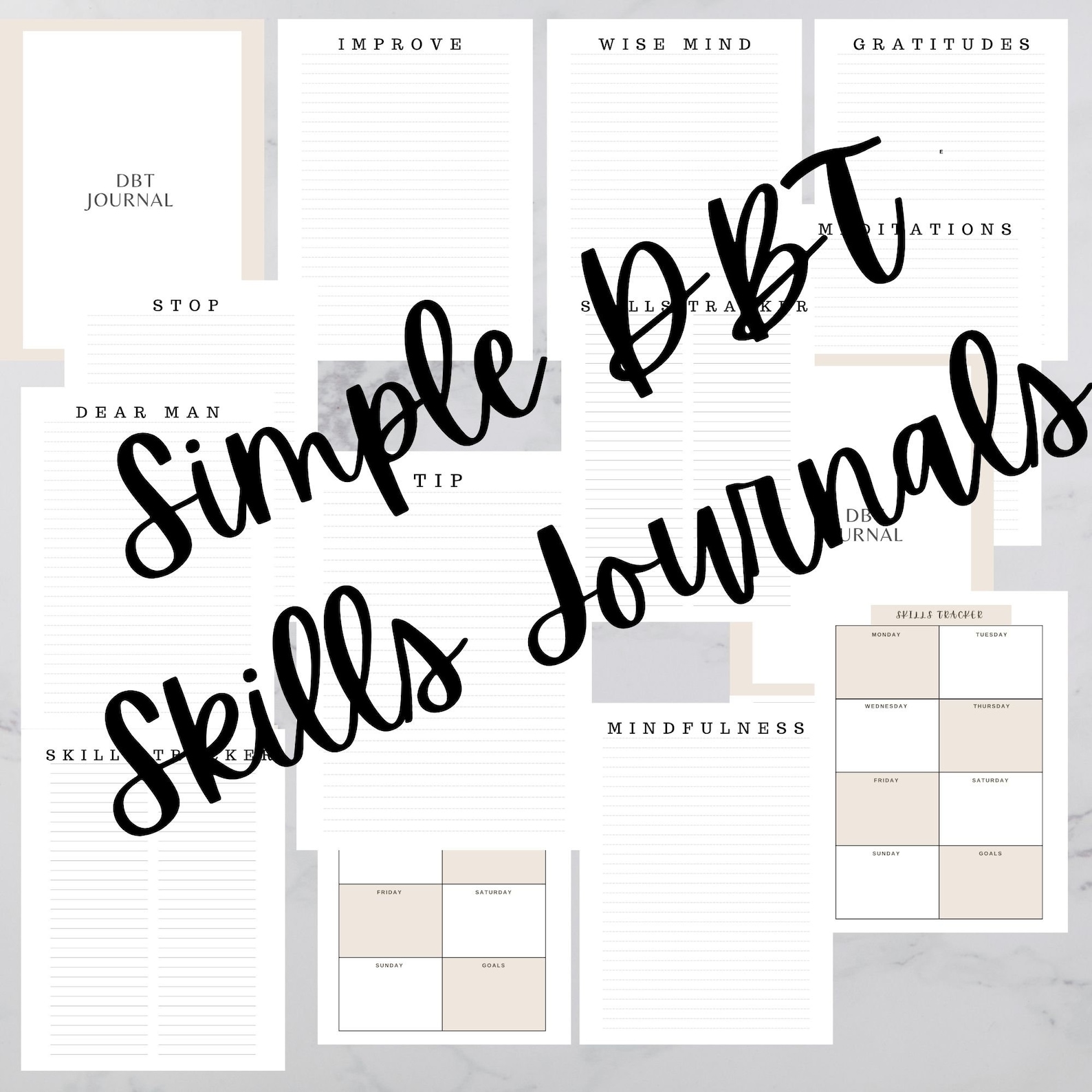 DBT Skills Journal, Borderline Treatment Help, Diary Cards, Mental ...