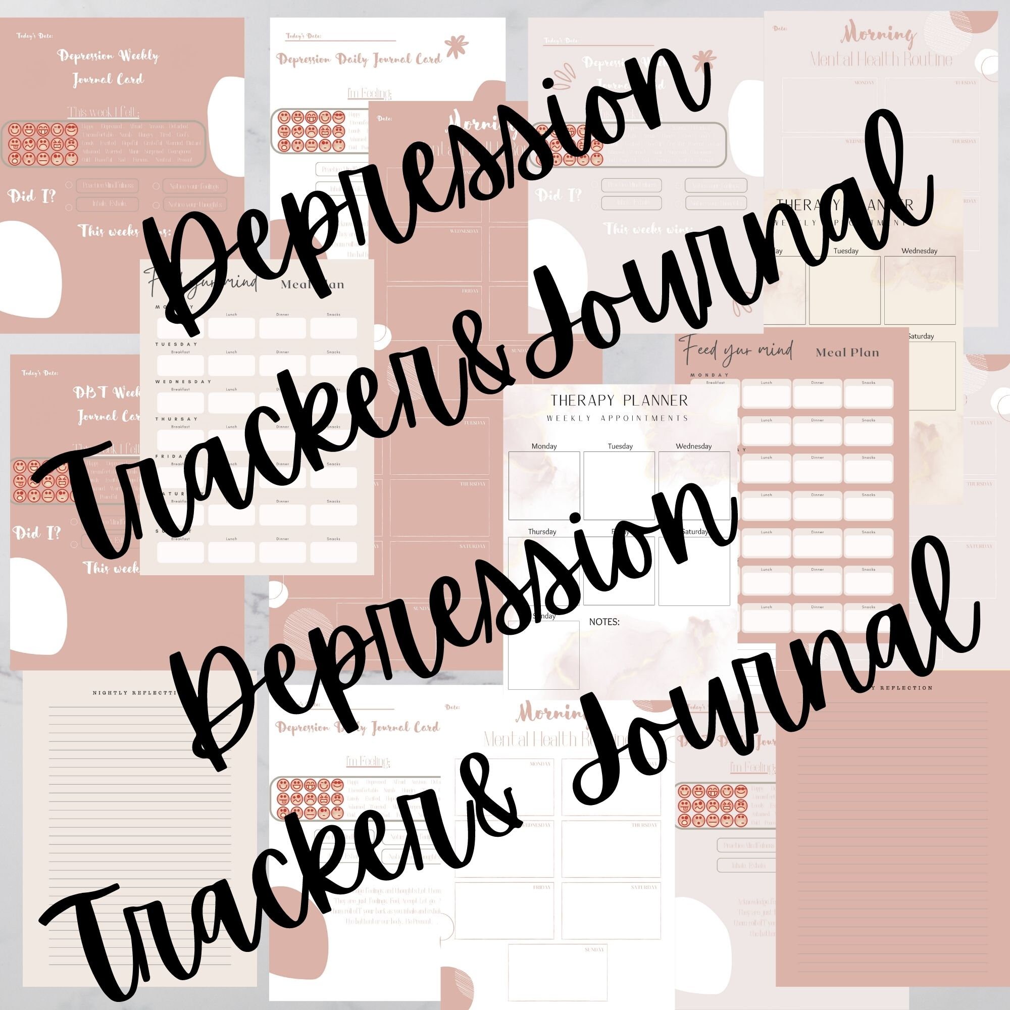 30+ Page DEPRESSION Mental Whole Health Tracker, Diary Cards, Journal ...