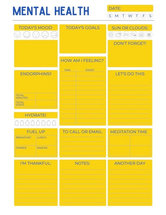 Mental Health Whole Body Meal Planner Daily Planner Mood | Etsy