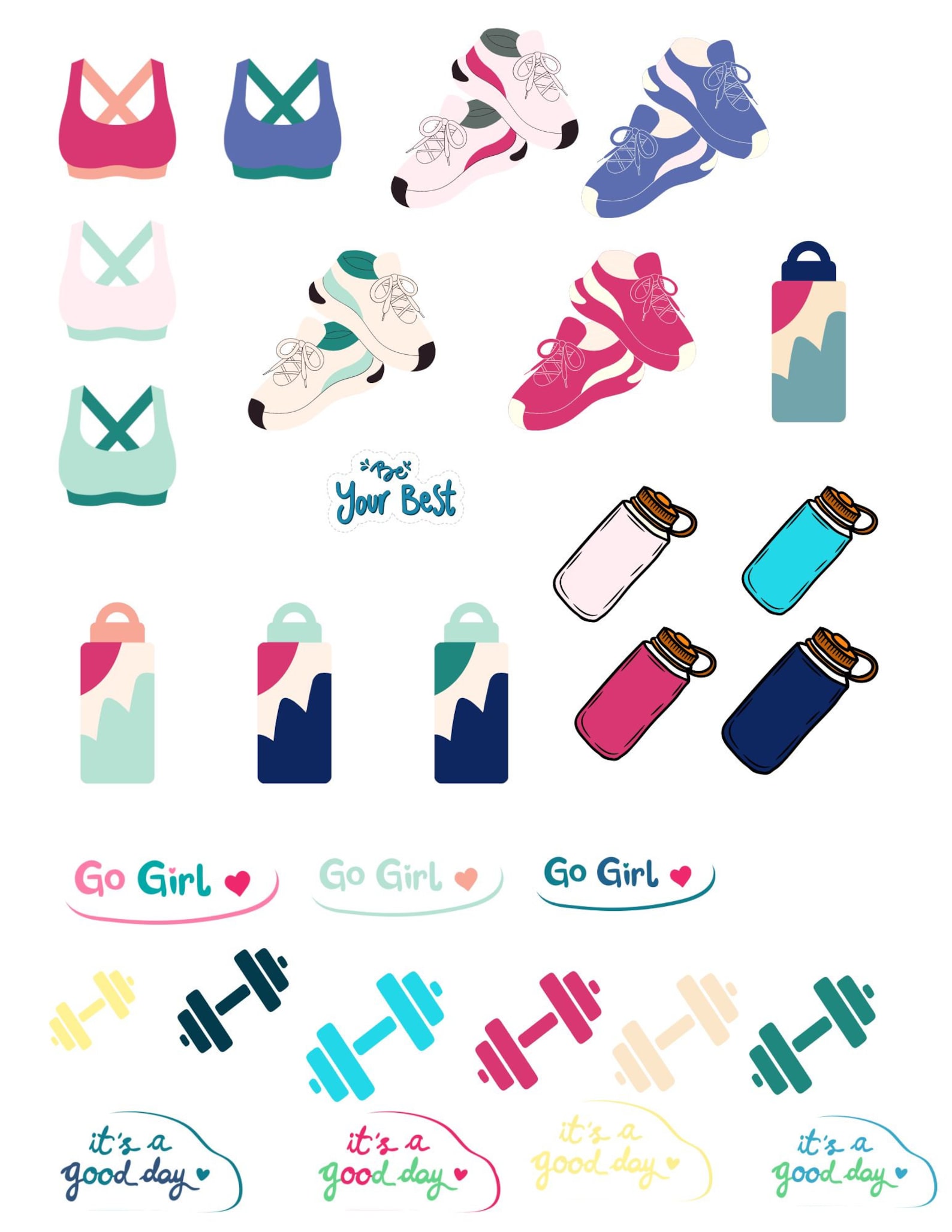 Digital Planner Workout Stickers, Digital Planner Stickers, Digital ...