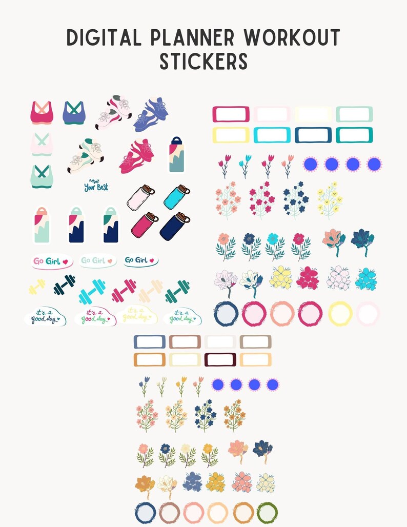 Digital Planner Workout Stickers, Digital Planner Stickers, Digital ...