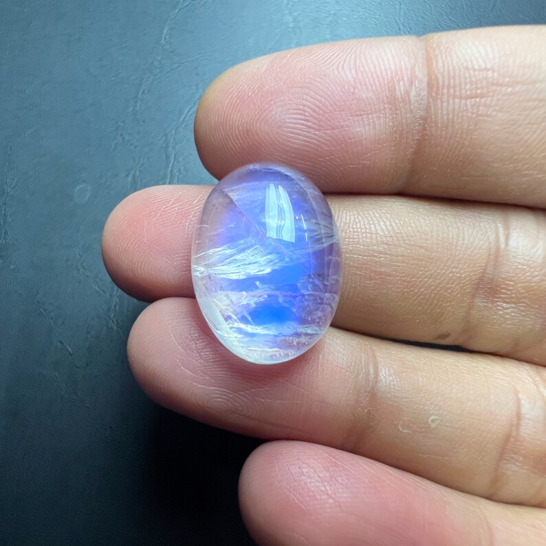 Natural Blue Moonstone Gemstone Cabochon Stunning Blue Flashy - Etsy
