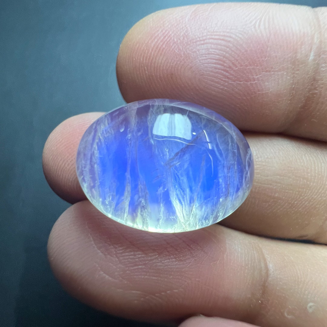 Natural Blue Moonstone Gemstone Cabochon Stunning Blue Flashy - Etsy