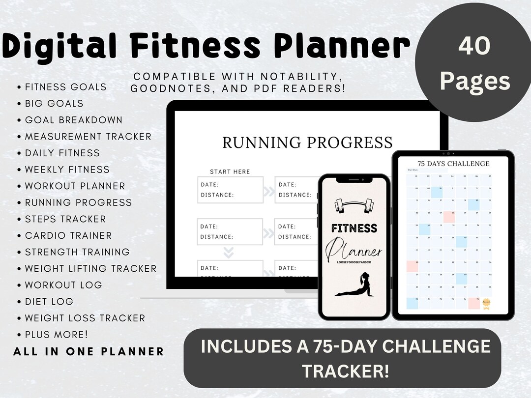 Digital Fitness Planner Digital Planner Fitness Tracker Fitness Journal ...