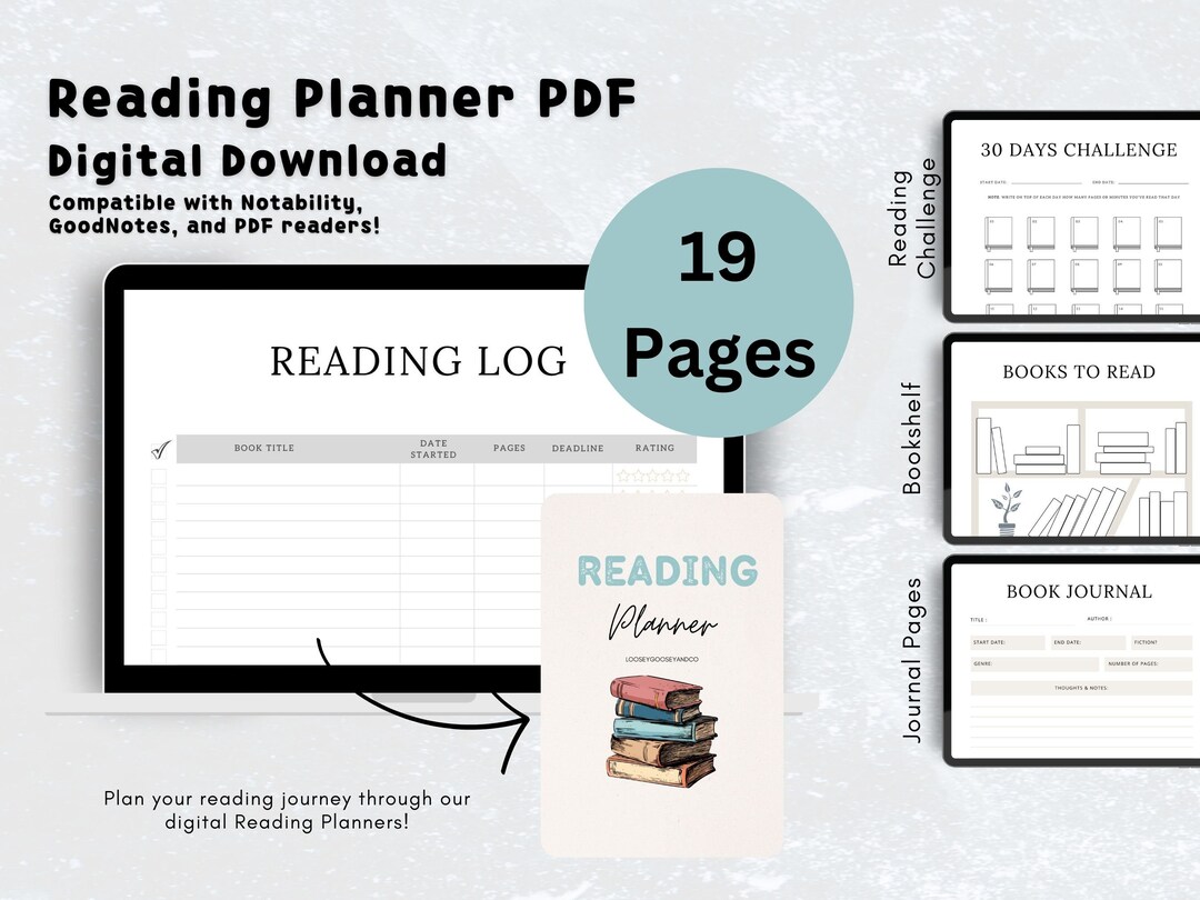 Digital Reading Journal Digital Reading Planner Reading Tracker Book ...