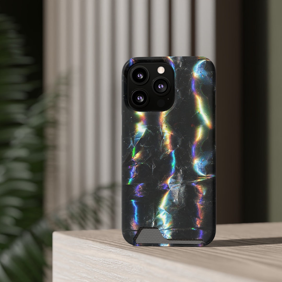 Rainbow Holographic "effect" Phone Case With Card Holder - Etsy