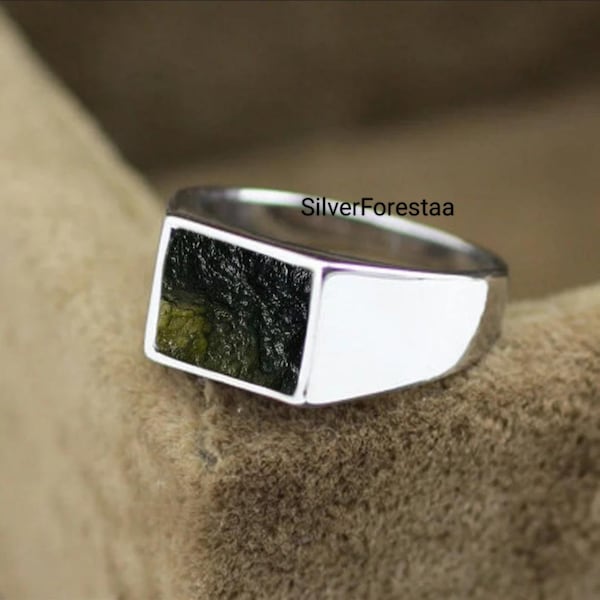 Moldavite Ring Men - Etsy