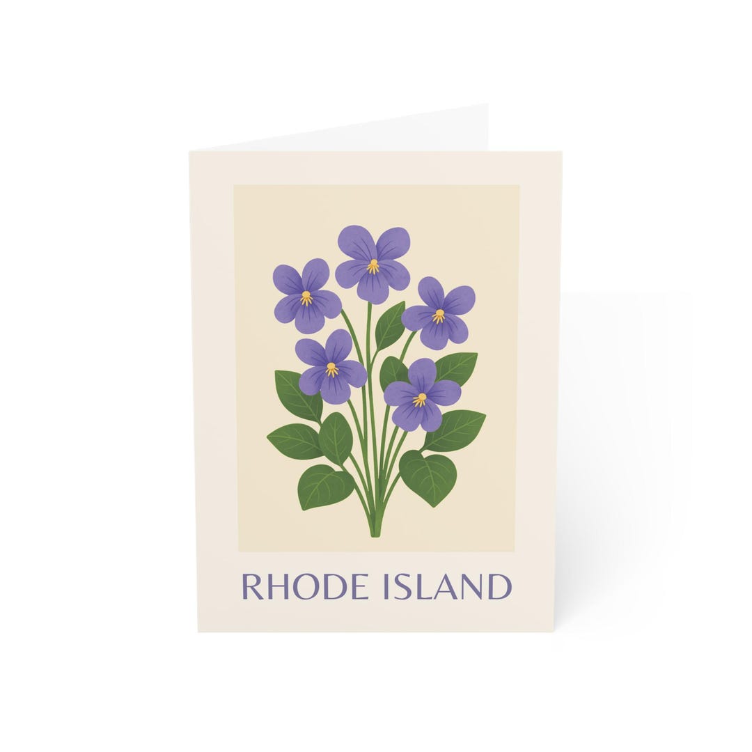 Rhode Island Violet Card | Botanical Art Greeting Card With Kraft ...