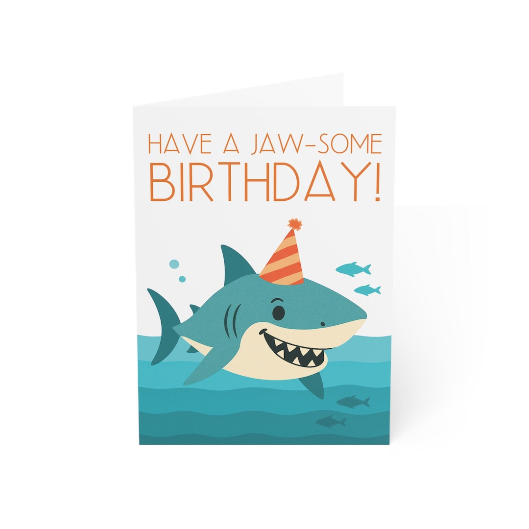 Jaw-some Shark Birthday Card: Mid-century Modern Ocean Design - Etsy