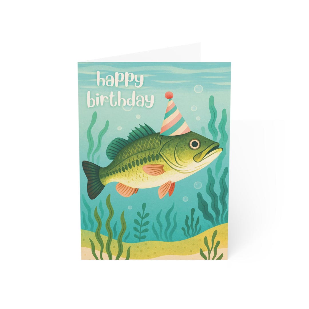 Funny Bass Birthday Card – “off the Hook” Fishing Pun – Underwater Fish ...