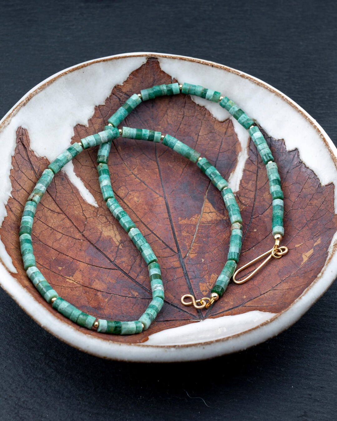 Ancient Forest Green Jasper Heishi Necklace - Etsy