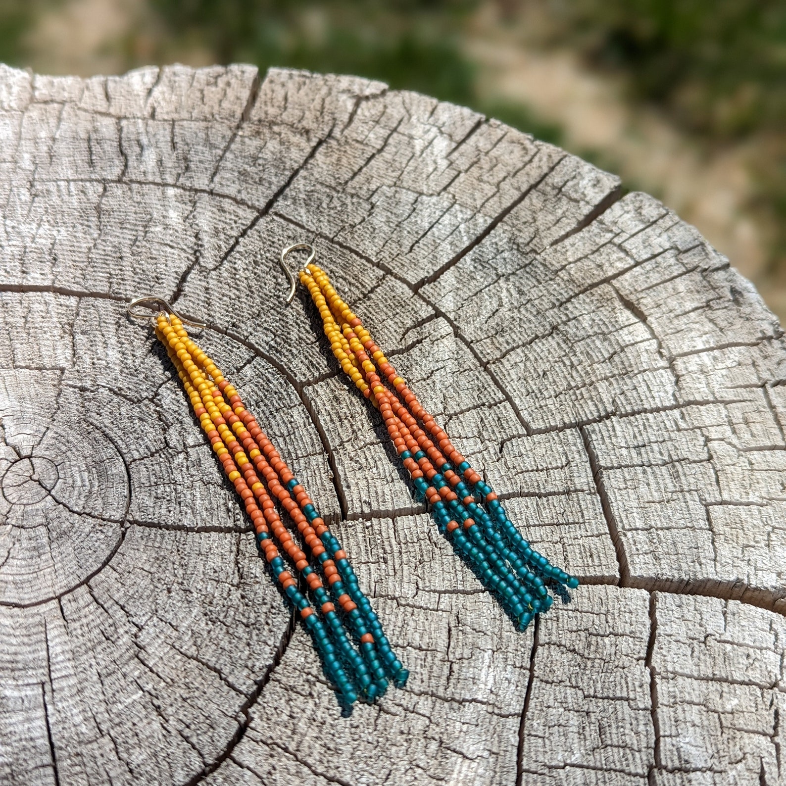 Long Beaded Fringe Earrings Dangle Seed Bead Handmade Earrings - Etsy