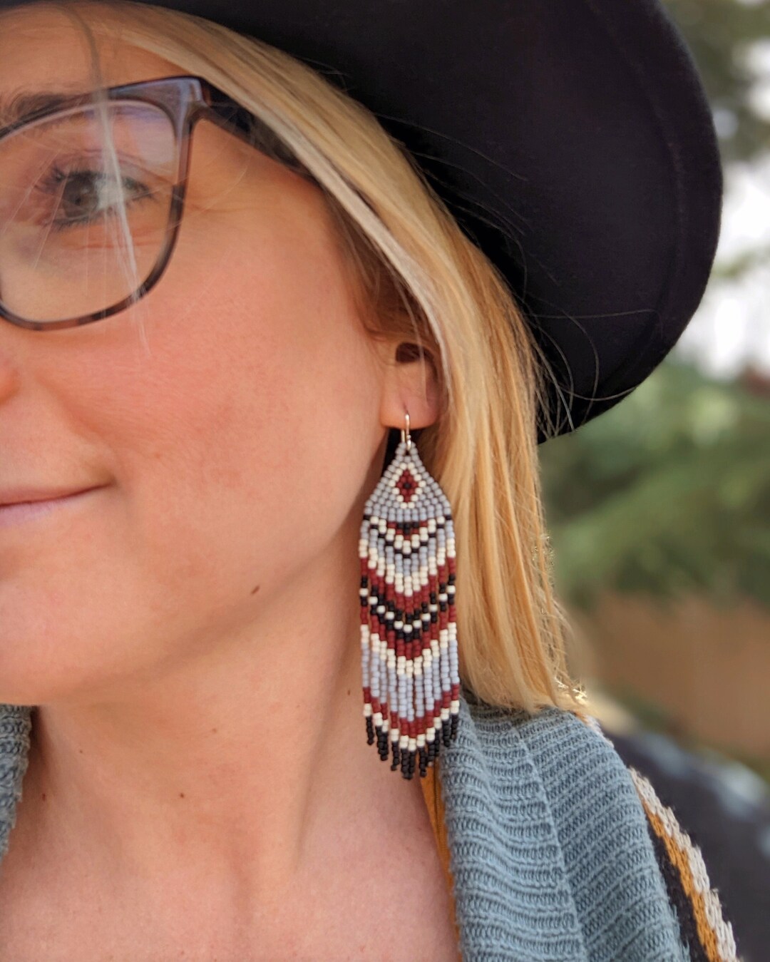 Native Inspired Boho Earrings | Smoke Wanderlust Beaded Earrings | Seed ...