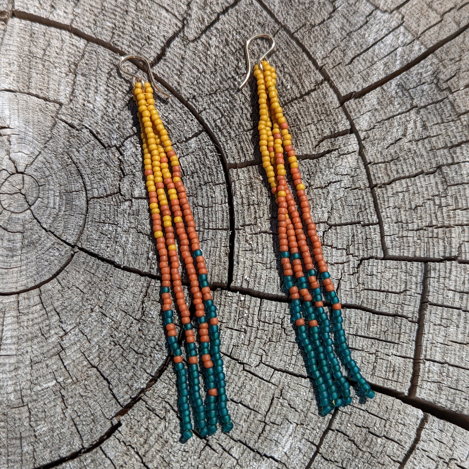 Long Beaded Fringe Earrings Dangle Seed Bead Handmade Earrings - Etsy