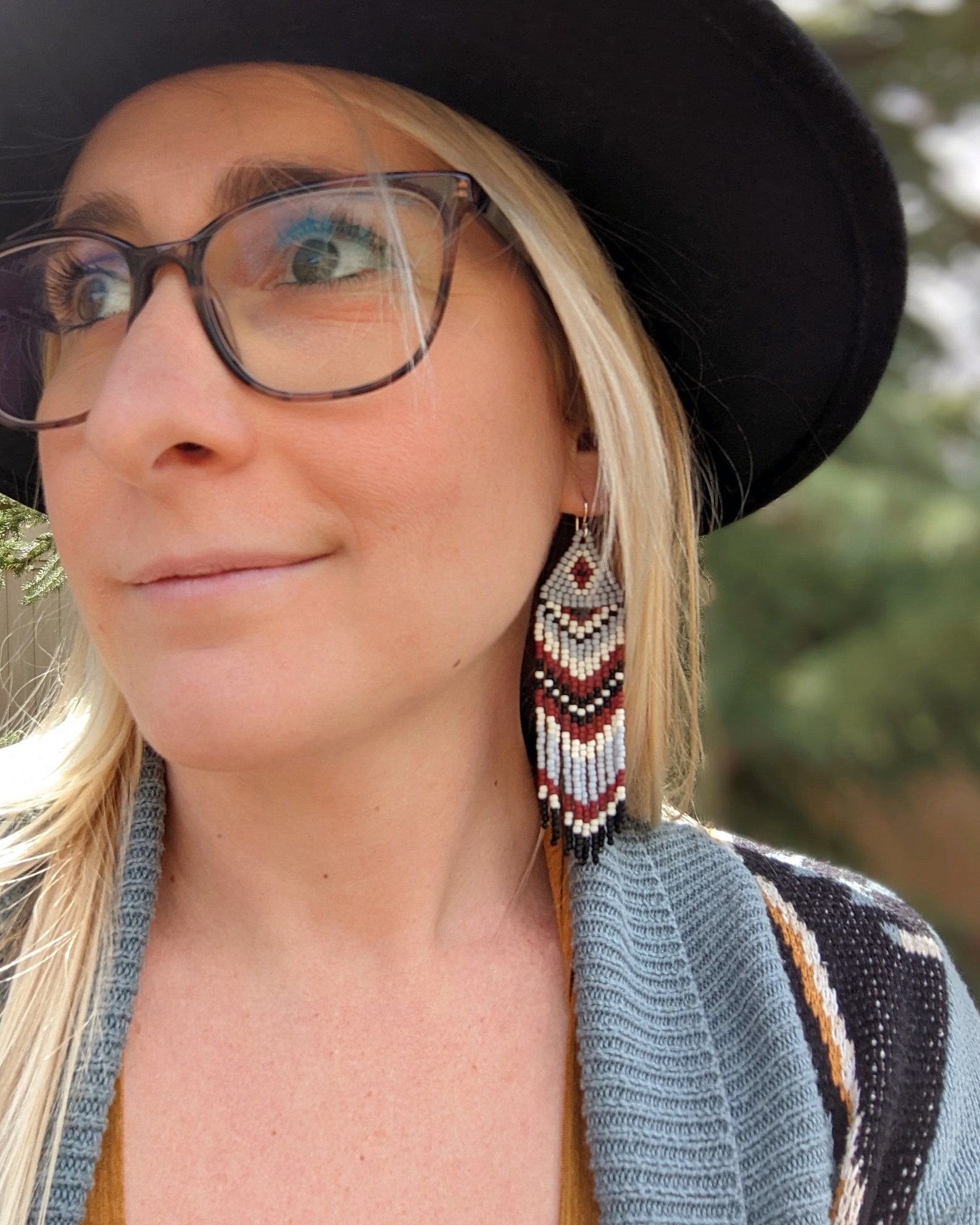 Native Inspired Boho Earrings Smoke Wanderlust Beaded Earrings Seed ...