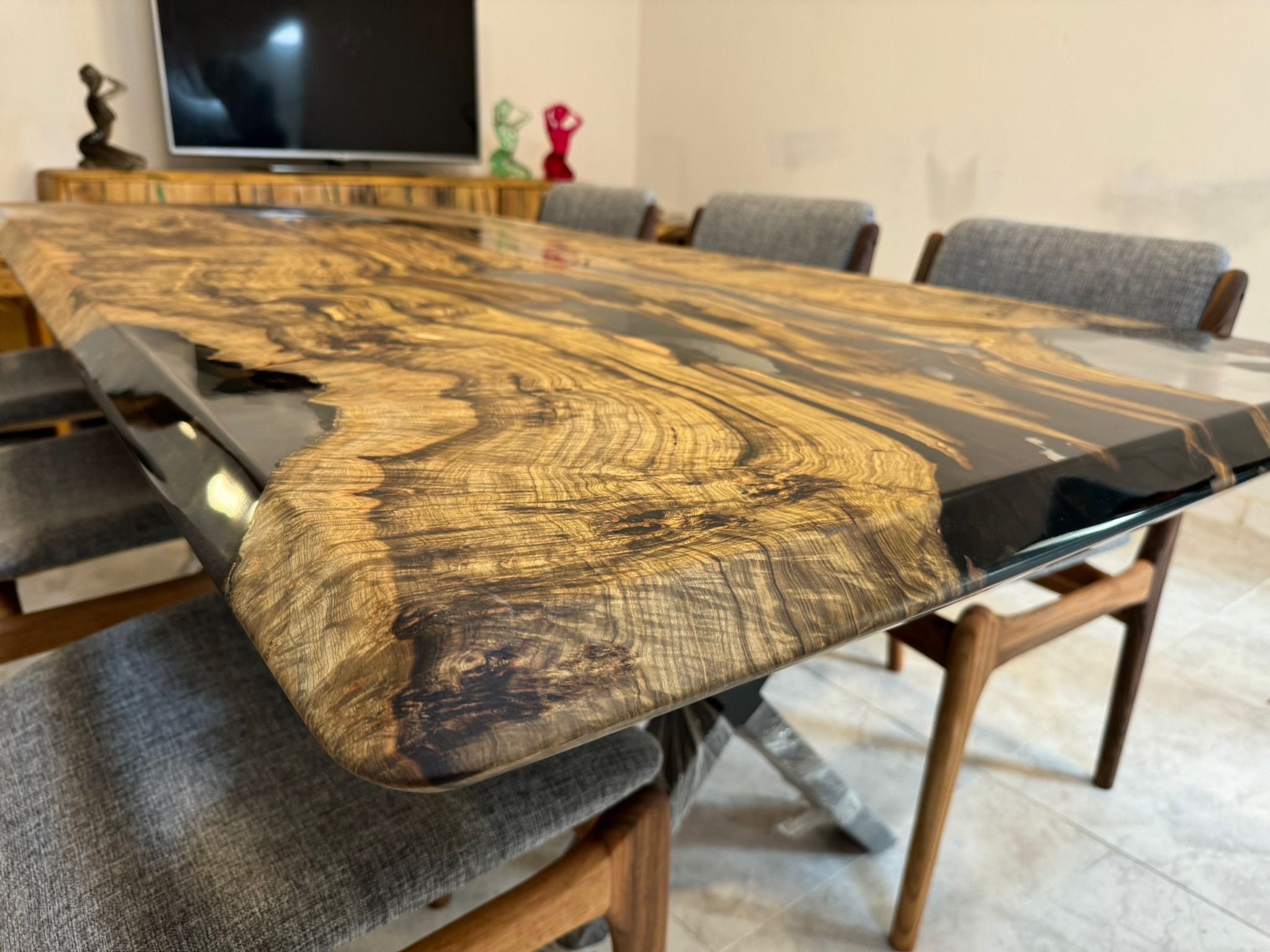 Hacberry Wood Epoxy Table Smoke Epoxy Resin Table Custom Made Table ...