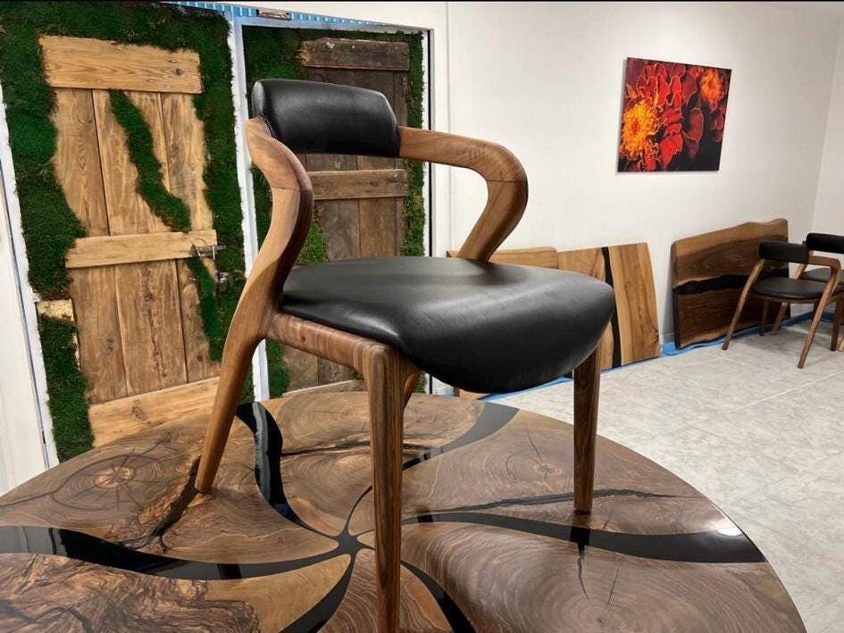 Walnut Epoxy Chair-epoxy Chair-wooden Chair%100handmade-custom Made - Etsy