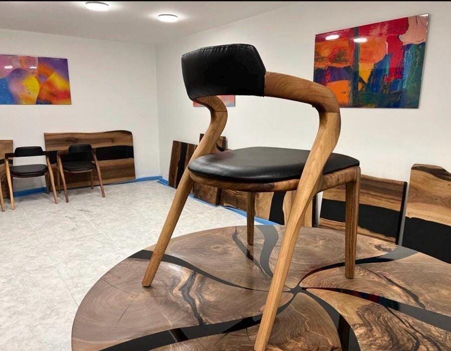 Walnut Epoxy Chair-epoxy Chair-wooden Chair%100handmade-custom Made - Etsy