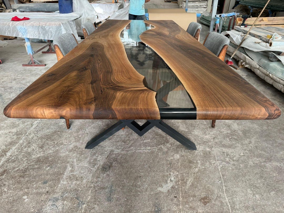 Handmade Walnut Epoxy River Table: Custom Resin Dining Table - Etsy