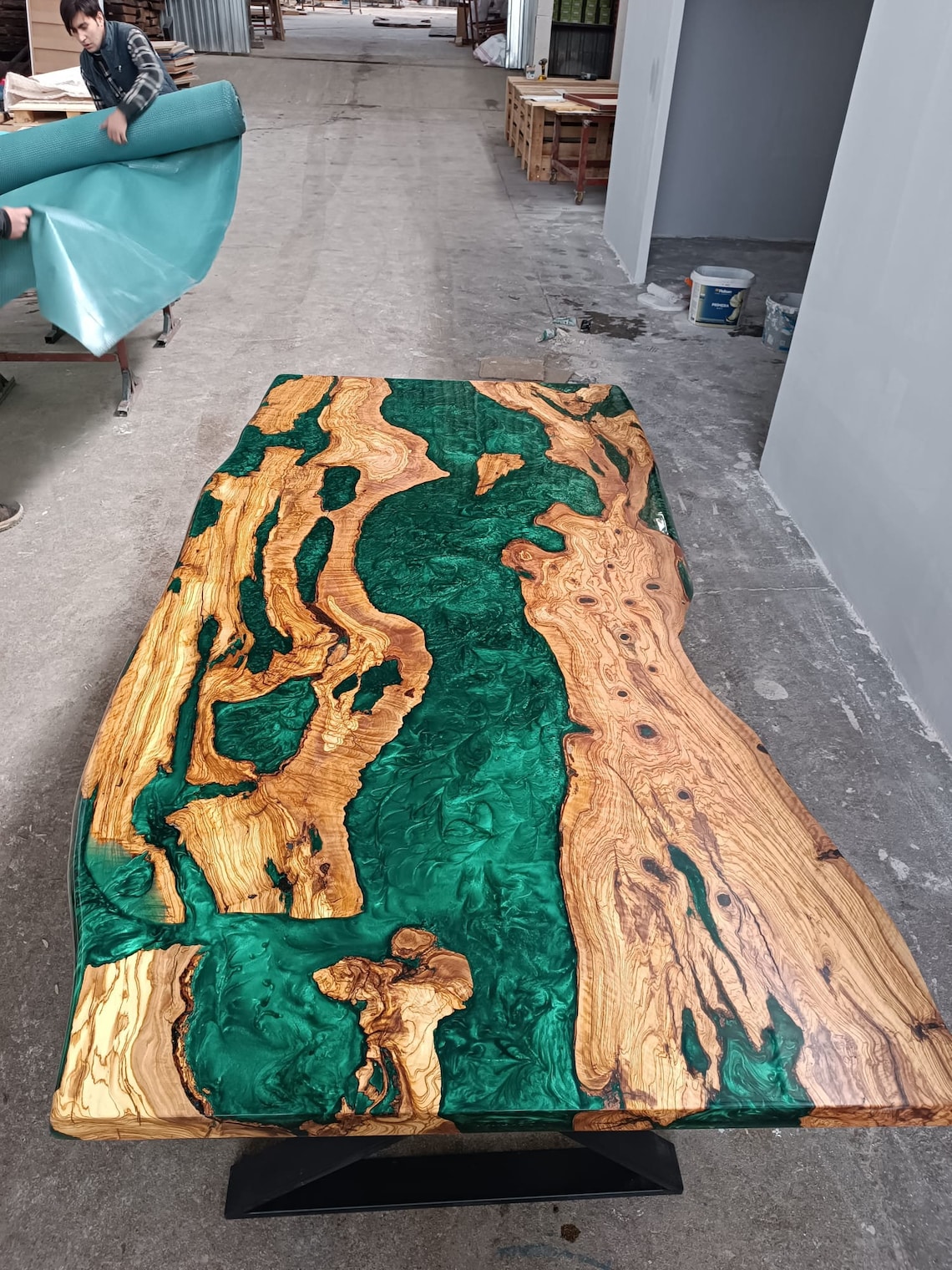 Custom Order Emerald Green Epoxy Table Resin Table River - Etsy