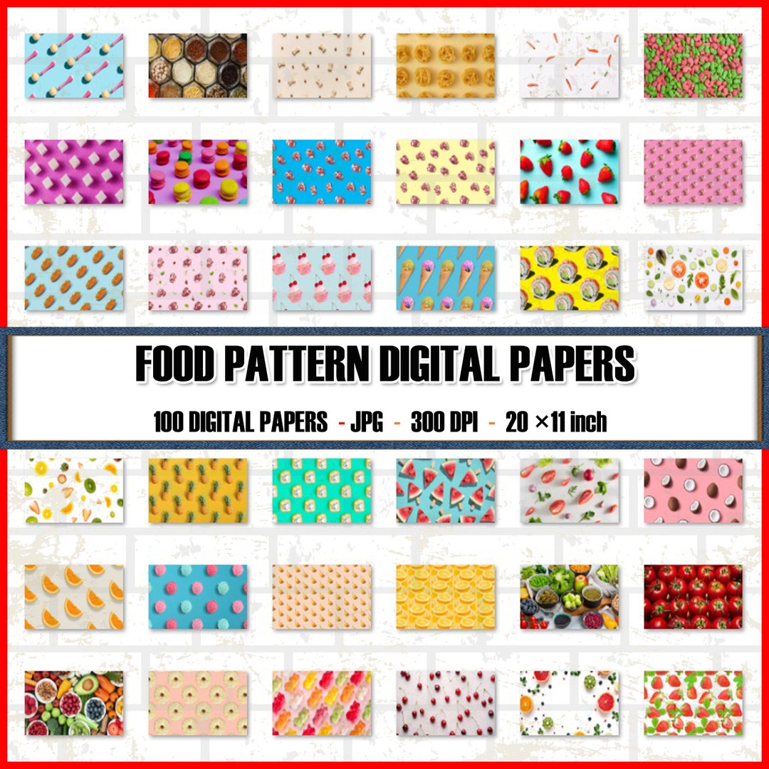 Food Digital Paper, Food Pattern, Food Wallpaper, Food Background ...